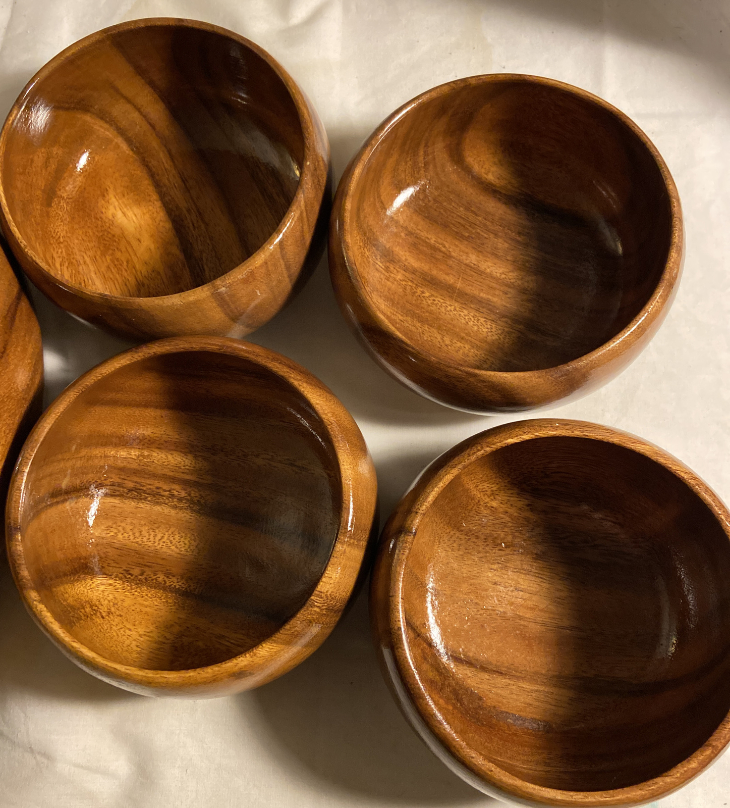 Genuine Monkey Pod Salad Bowl & Four Salad Bowls Servin Fork Made In ...