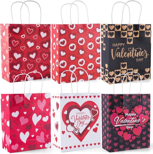 24 Pcs Valentine's Day Paper Gift Bags with Handle for Valentine Party ...