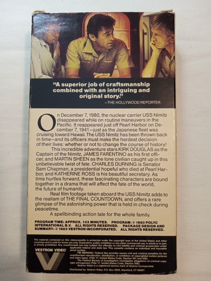 The Final Countdown 1980 VHS Kirk Douglas Martin Sheen Sci-Fi War FULLY ...
