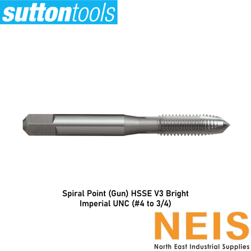 SUTTON TOOLS Machine Taps Spiral Point (Gun) Imperial UNC (#4 to 3/4 ...