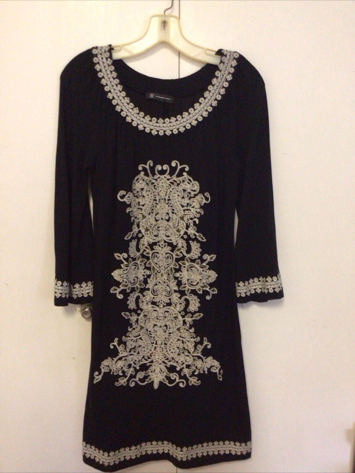 INC Dress Quality Black Embroidered Sheath Dress Bust 36” fully lined ...