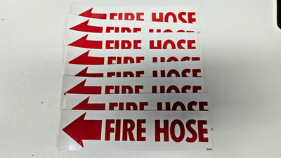 Lot of (8) NOS EMED Left-Pointing Arrow "Fire Hose" Sticker Labels, 9 ...