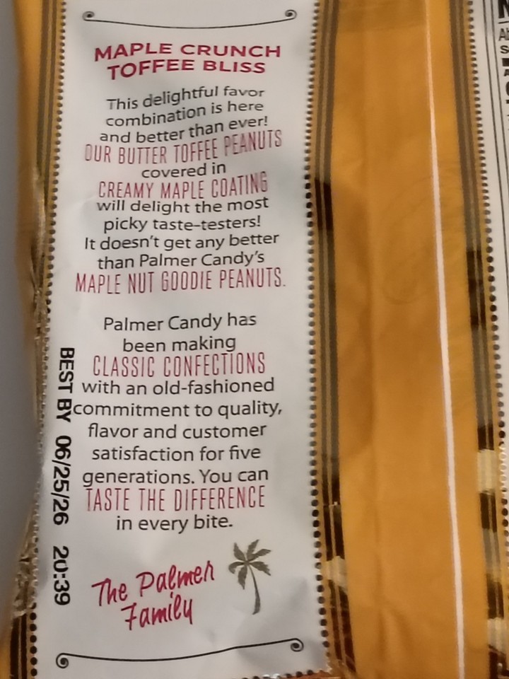 Palmer Candy MAPLE NUT GOODIES Crunchy Butter Toasted Peanuts WITH ...