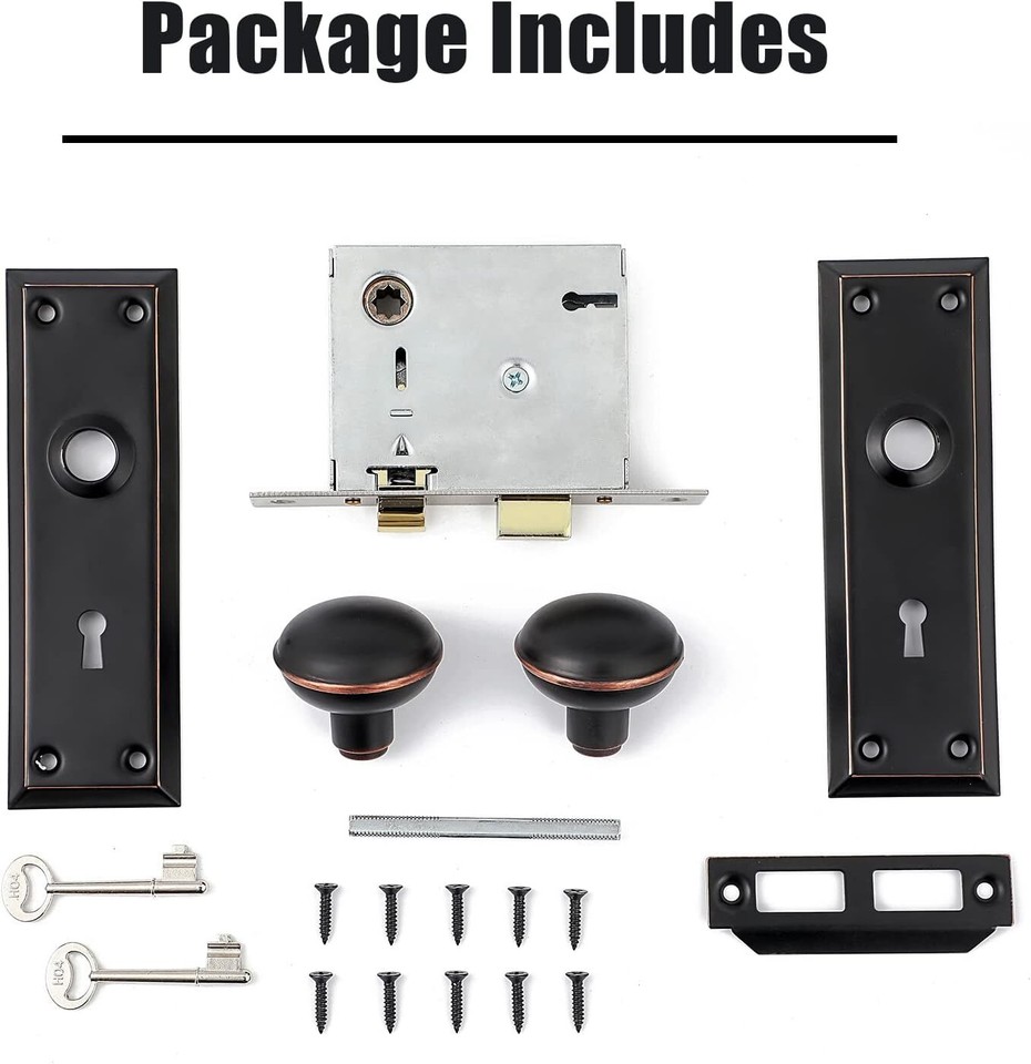 Mortise Lock Set for Interior Door, Vintage Antique Door Knobs with ...