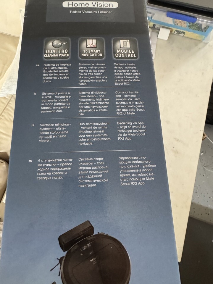 Miele 41LQL030USA Scout RX2 Home Vision Robot Vacuum, Graphite Gray ...