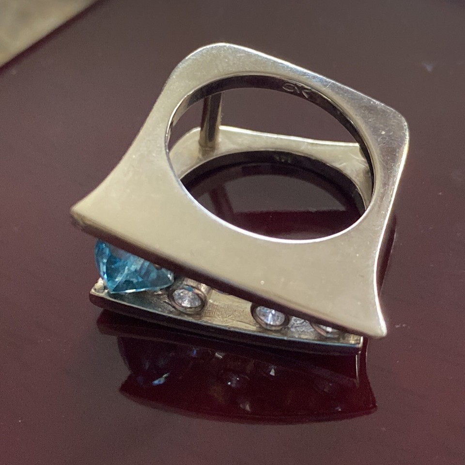 14k Designer Harry Roa Diamonds Blue Stone Modern Ring One Of A Kind | eBay