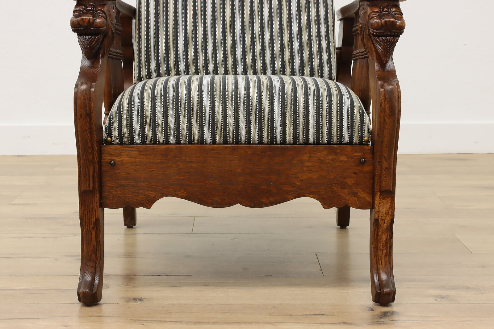 Victorian Antique Oak Recliner Morris Chair Lions New Fabric #54152 | eBay