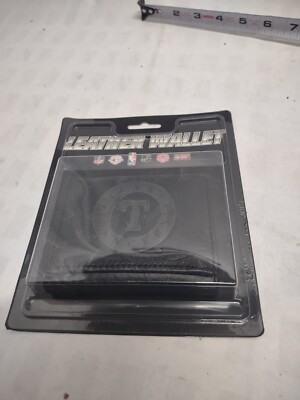 Texas Rangers MLB Licensed Embossed Logo Black Leather Trifold Wallet ...