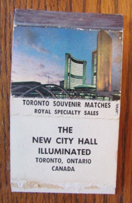 TORONTO, ONTARIO MATCHBOX COVER: NEW CITY HALL EMPTY MATCHCOVER -C15 | eBay