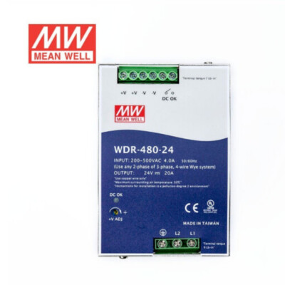 MEANWELL Switching Power Supply 480W Rail Type WDR-480-24 WDR-480-48 ...