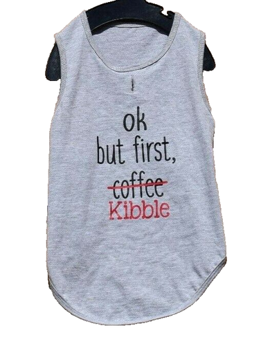 Hotel Doggy Ok But First, Kibble Gray Tank/Shirt (Pet, Dog) Large | eBay