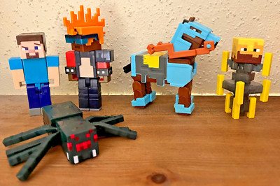 Mattel Minecraft action figure lot Steve Armored Horse Spider Blaze ...