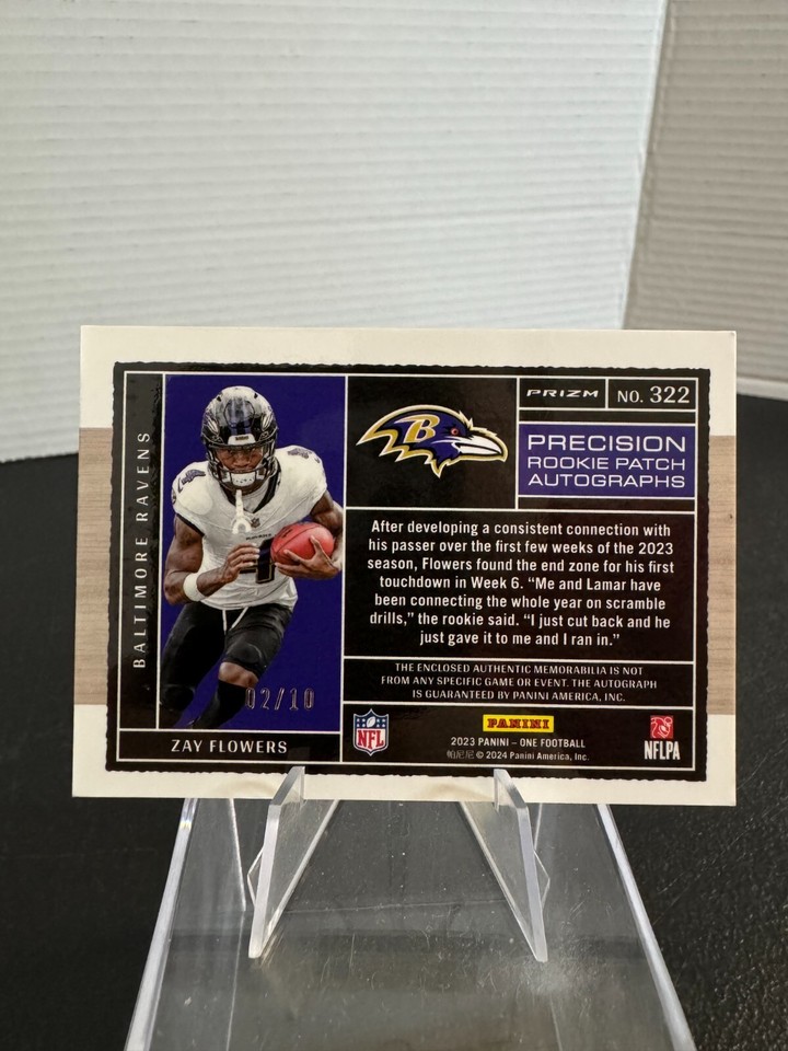 2023 Panini One Zay Flowers Autograph Auto Rookie Patch RPA Gold Wave ...