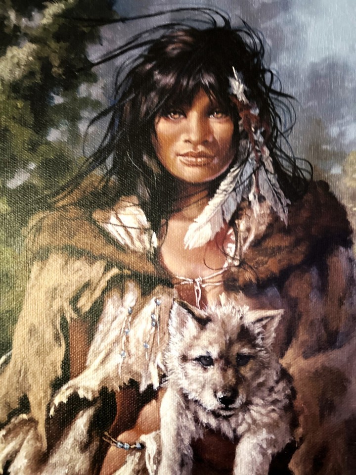 Penni Anne cross signed canvas "Wolf People Crossing" Alawa-Sta-we-ches ...