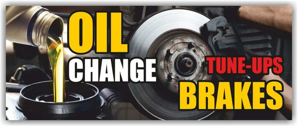 OIL CHANGE Advertising Banner Vinyl Mesh Sign Tune Up Brakes auto ...