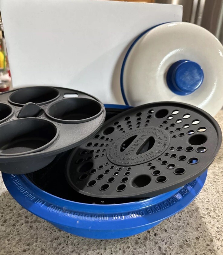 Range Mate Professional Microwave Cookware Grill Steam Pan Blue ...