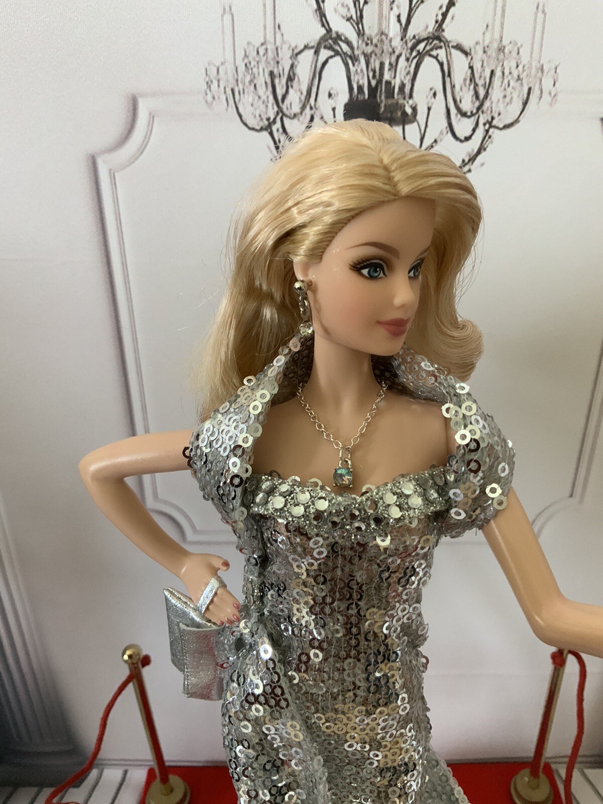 Barbie~Model Mused Doll On The Red Carpet In Beautiful Silver Sequined ...