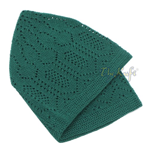 Muslim Green Cotton Open-Knit Turkish Islamic Kufi Skull Cap Kuffiyeh ...