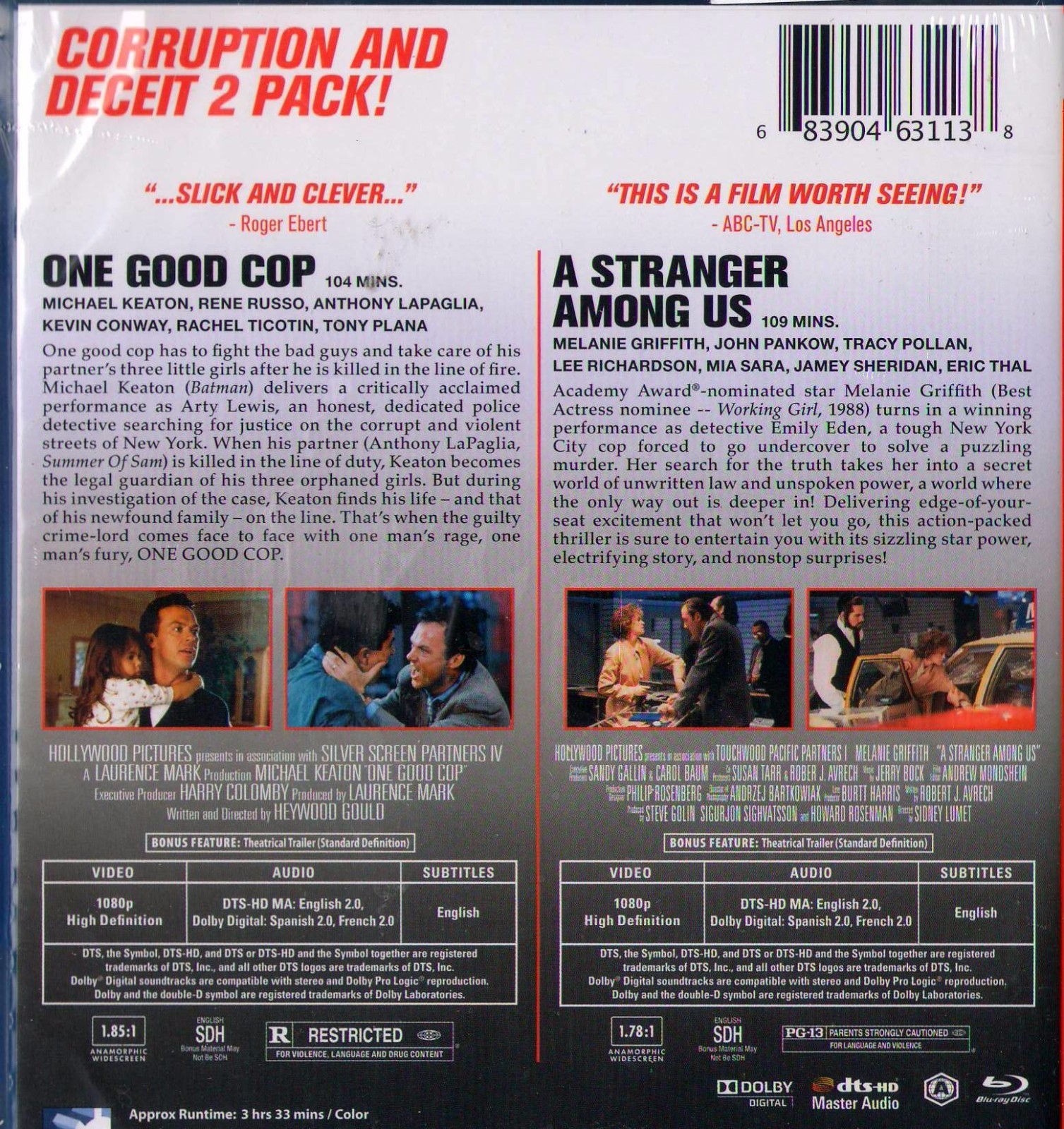 One Good Cop/A Stranger Among Us (Blu-ray Disc, 2012) for sale online ...