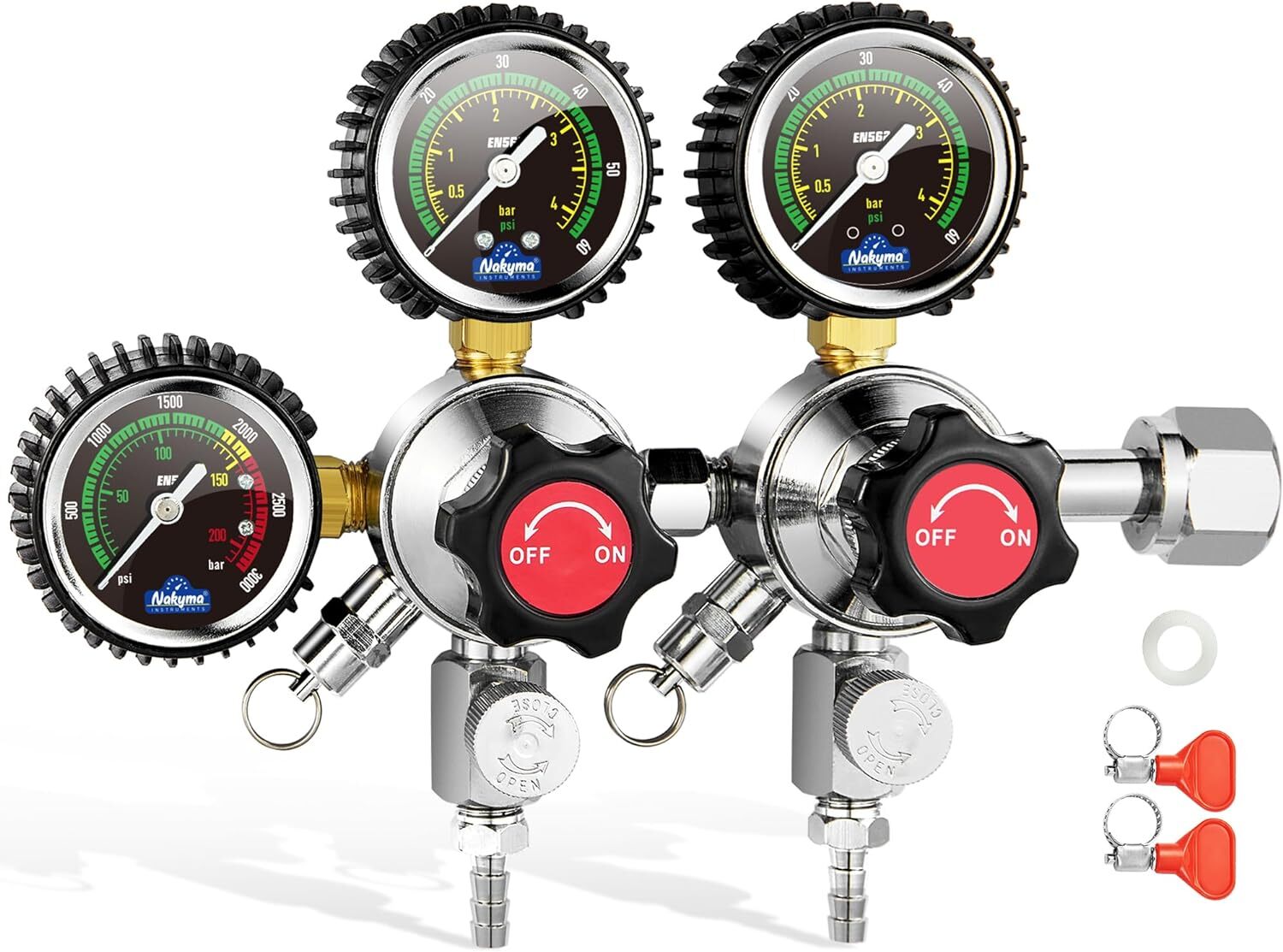 Dual Gauge CO2 Draft Beer Regulator with Pressure Adjustment Knob for ...