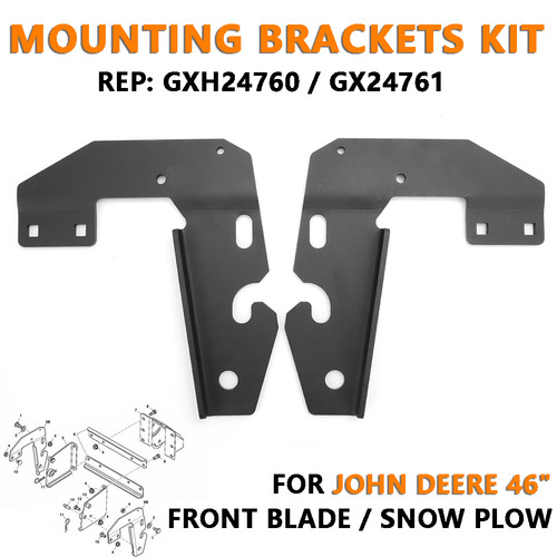 Pair Mounting Brackets Kit For John Deere 46" Front Blade / Snow Plow # ...