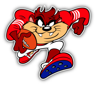 Taz Football Player Cartoon Car Bumper Sticker Decal 4'' x 5'' | eBay