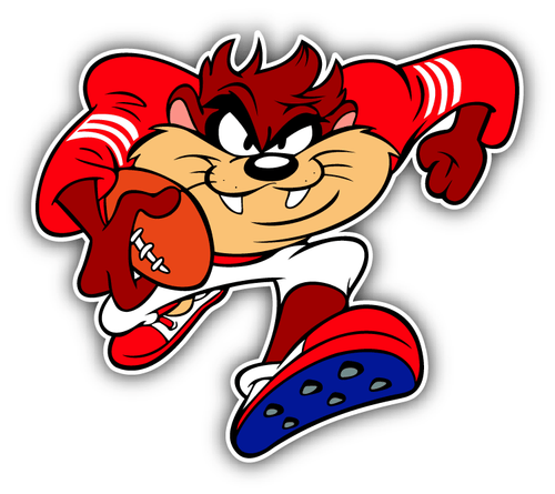 Taz Football Player Cartoon Car Bumper Sticker Decal 4'' x 5'' | eBay