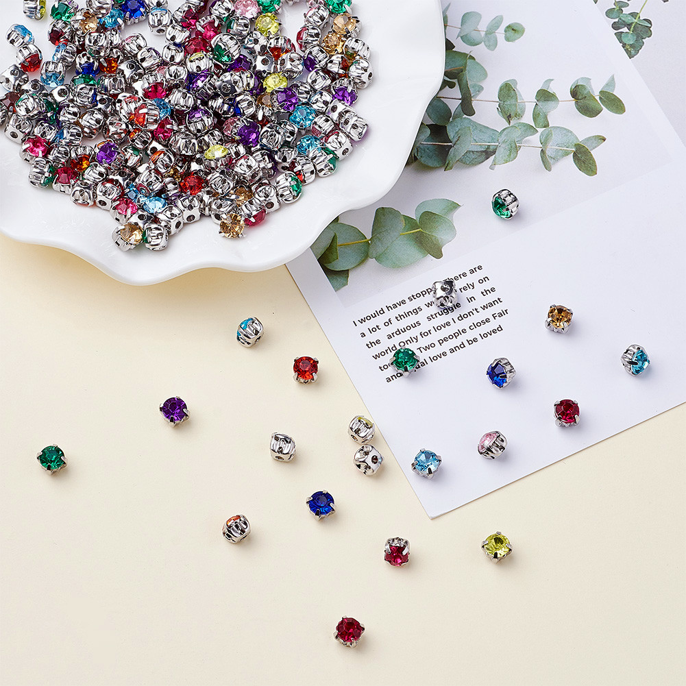 200 Random Acrylic Rose Montee Beads Loose Cup Rhinestone Sew-on ...