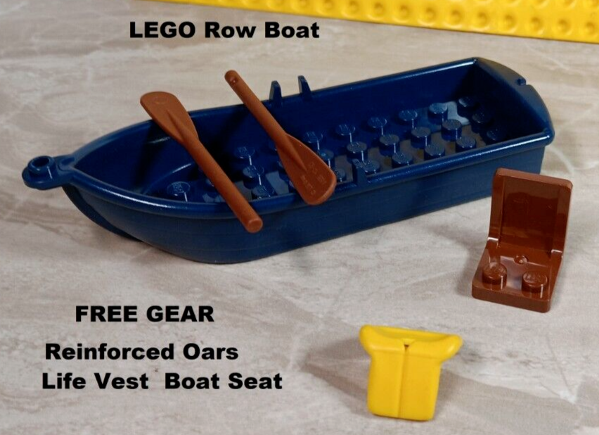 LEGO Minifigure Row boat Navy Blue with Oar Set FREE Life Vest Boat ...