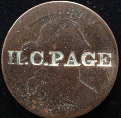 KAPPYSCOIN G8670 1798 DRAPED BUST LARGE CENT COUNTERSTAMPED H.C.PAGE | eBay