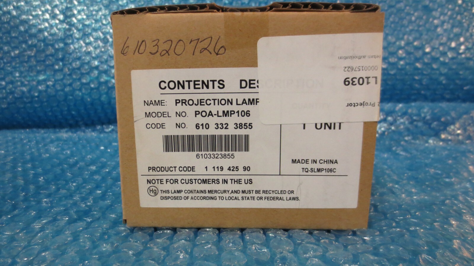 EIKI POA-LMP106 POALMP106 LAMP IN HOUSING FOR PROJECTOR MODEL LC-XB29N ...