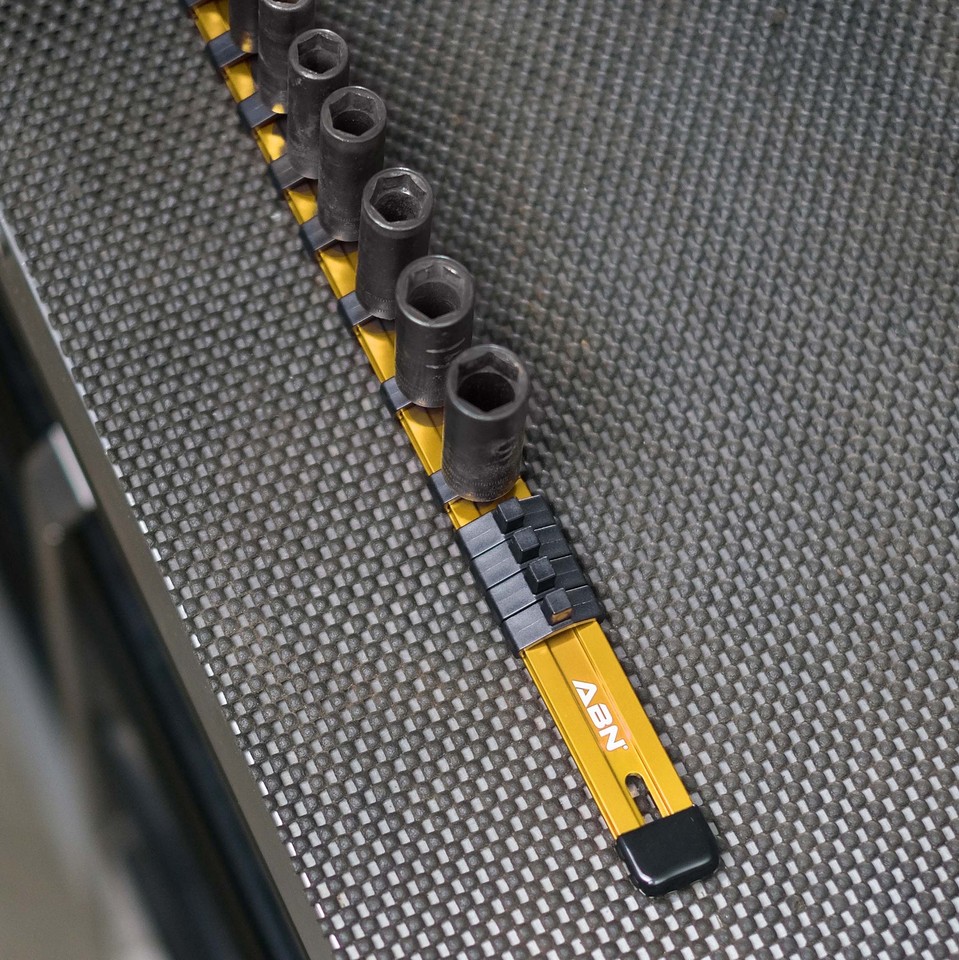 ABN Yellow Aluminum SAE 1/4" Drive Socket Organizer Tool Holder Rail ...