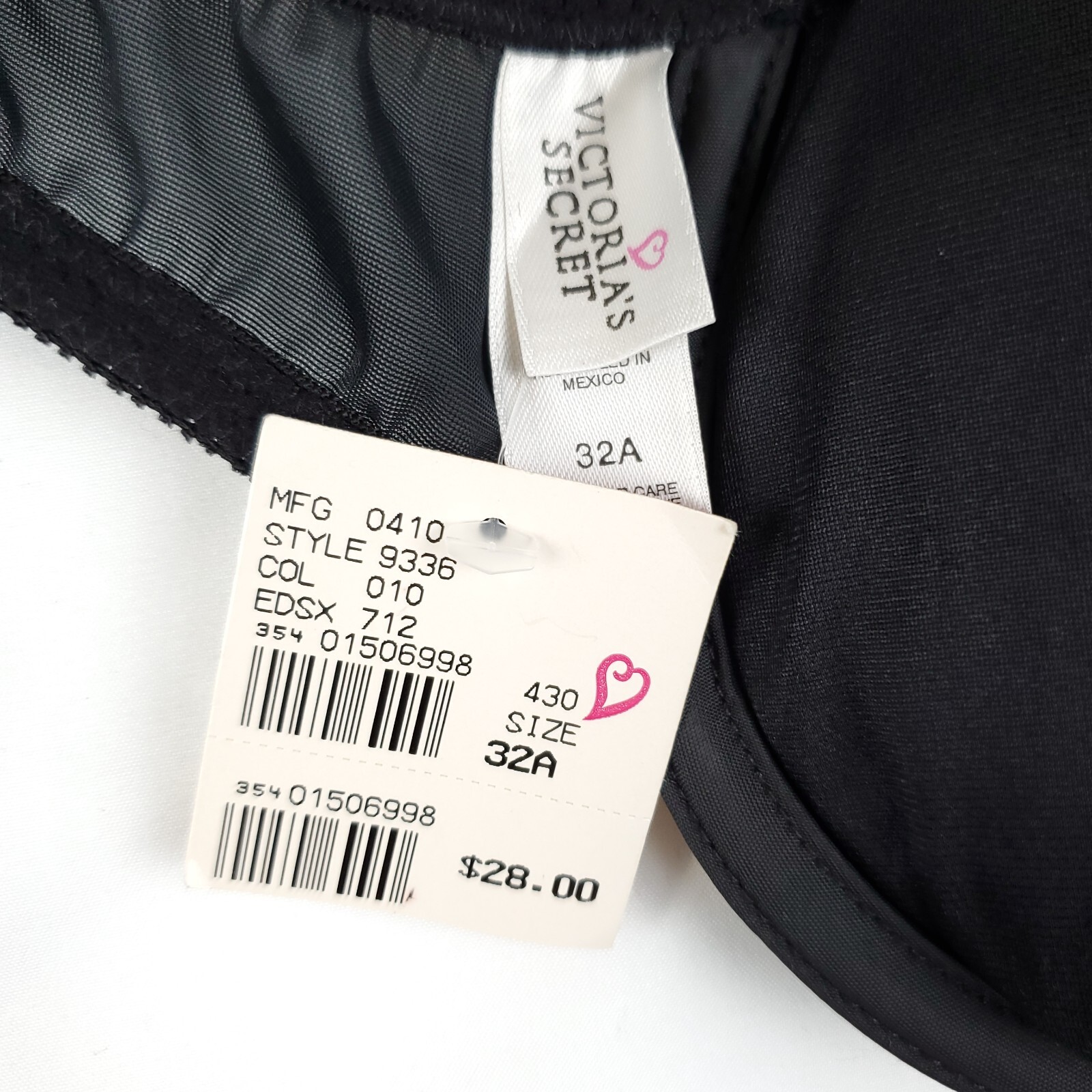 Y2K Victorias Secret The Miracle Bra 32A Satin Second Skin Black NOS ...