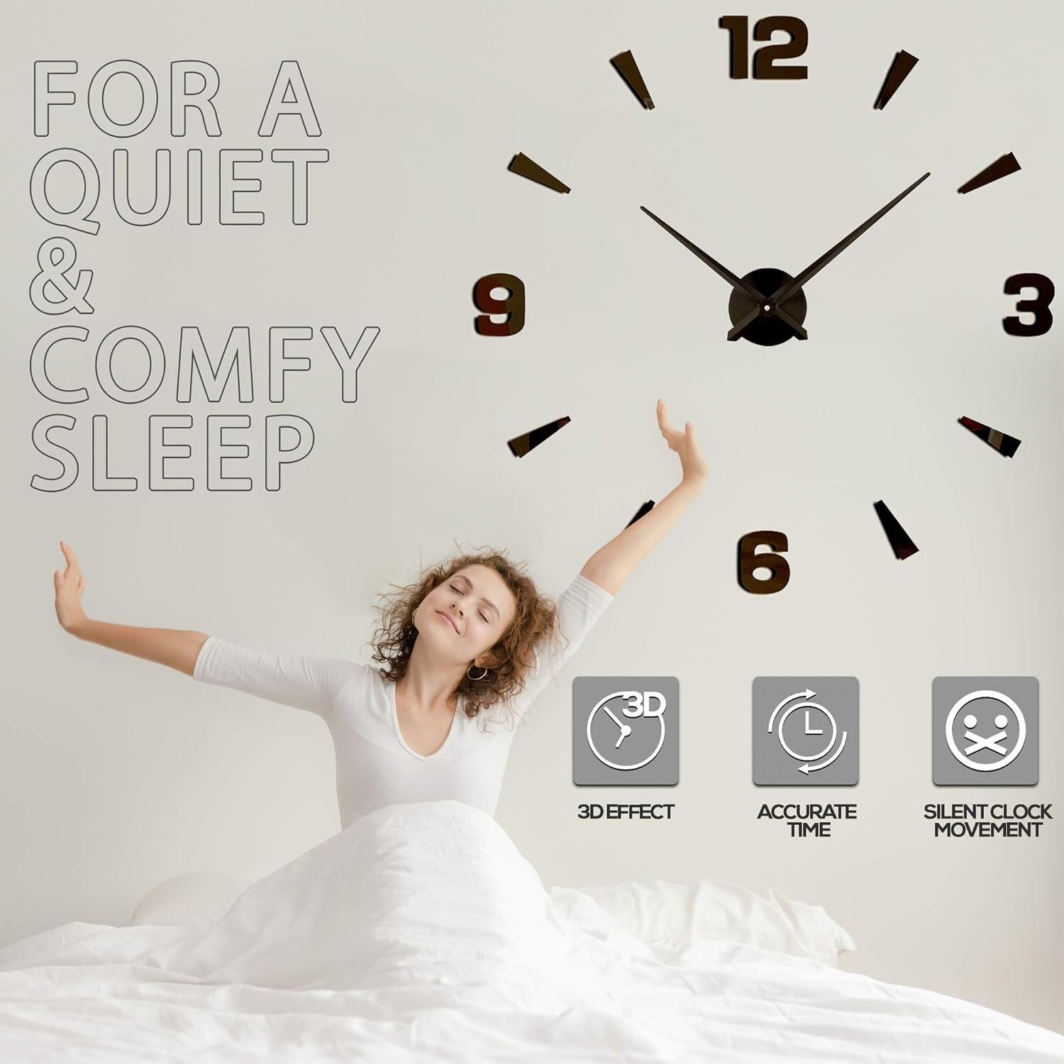 Battery-Powered Large 3D Wall Clock with Frameless Design - Ideal Home ...