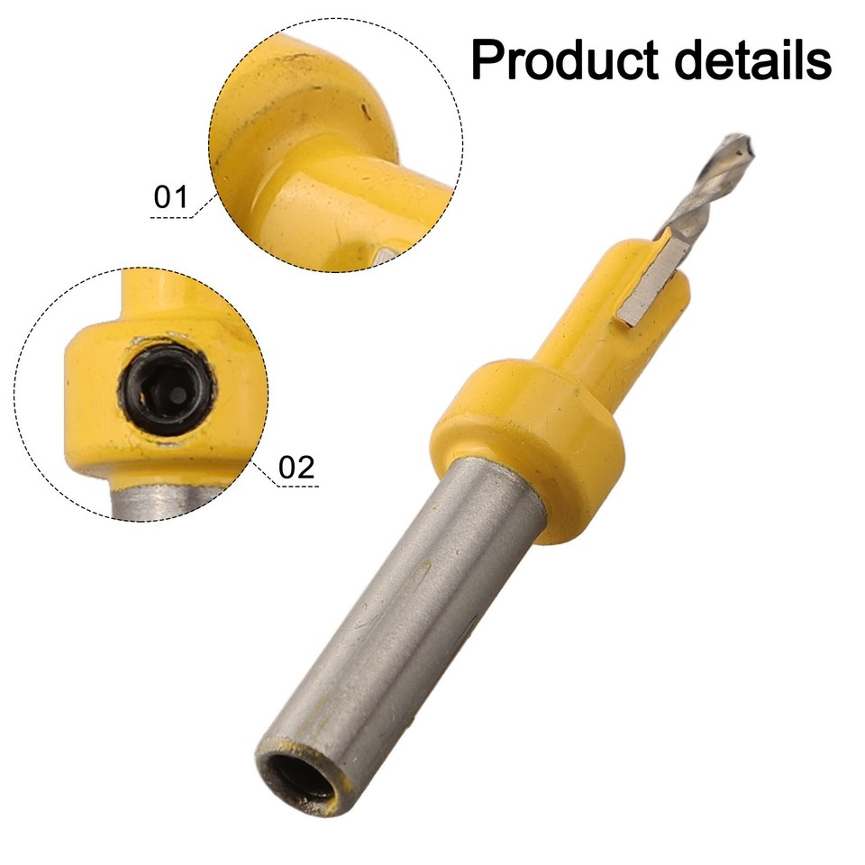 Woodworking 8mm Round Shank Countersink Drill Bit with Adjustable Stop ...