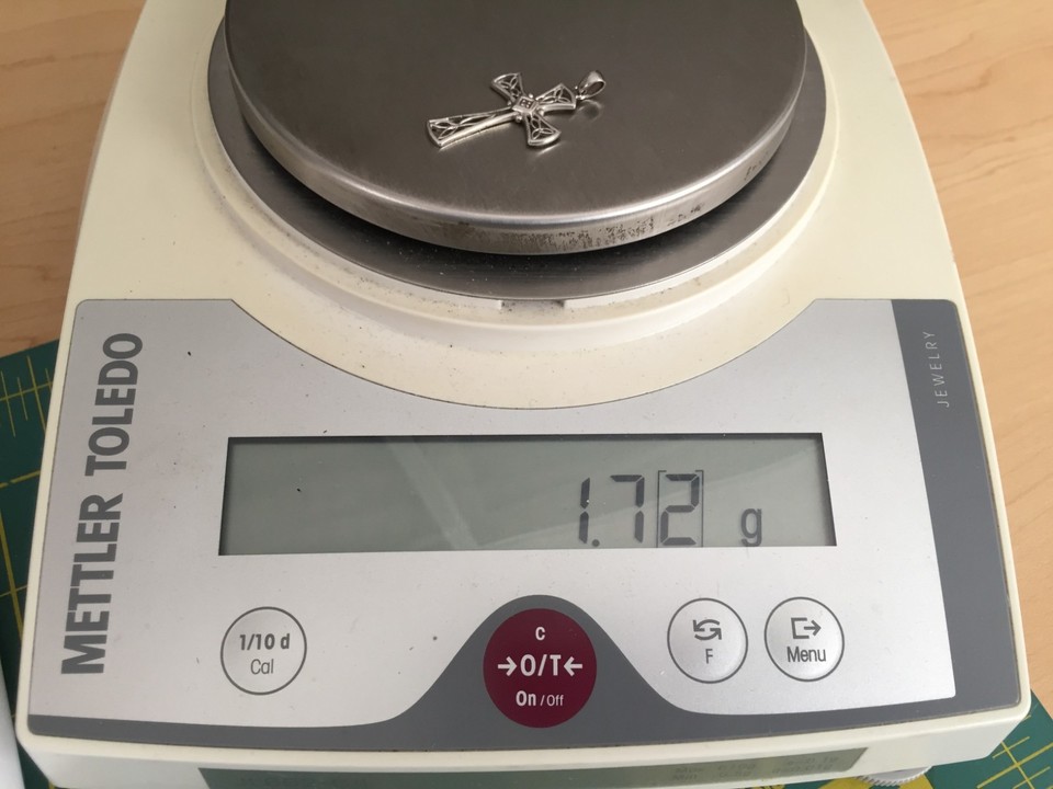 Vtg Necklace Pendant MARKED RJ 925 STERLING SILVER Cross DIAMOND ...