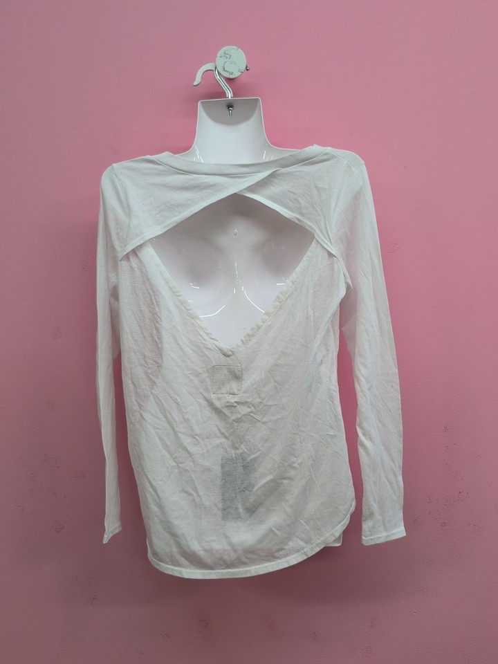 Chaser V Neck Full Sleeves Keyhole Back Women's Shirt Small White | eBay
