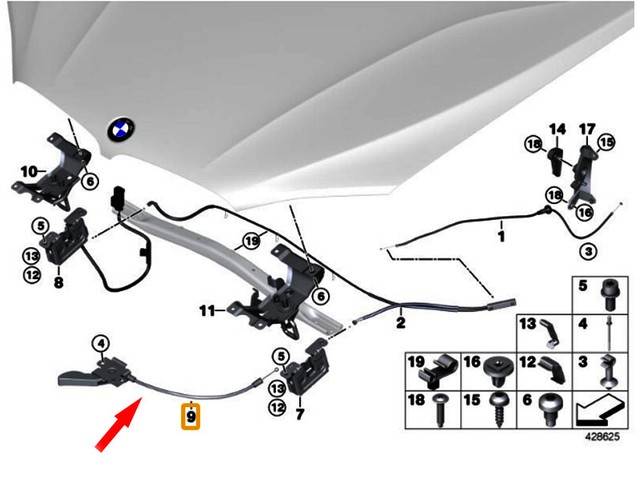 BMW X5 F15 Hood Release Catch Operator 51237294536 Genuine for sale ...