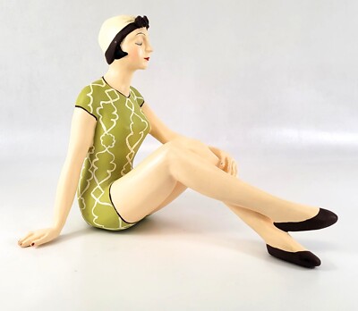 1920's Bathing Beauty Figurine Girl Colorful Bathing Suit Beach Retro ...