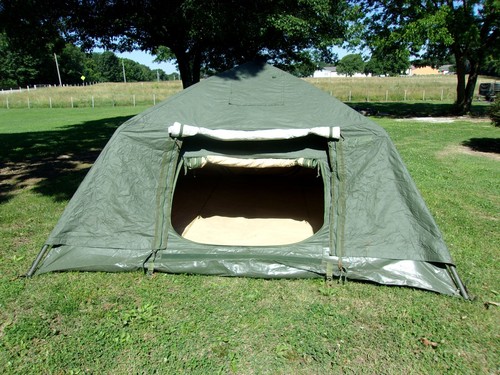 MILITARY SURPLUS SOLDIER CREW TENT ARMY DAMAGED--CAMPING 10 X10 HUNTING ...