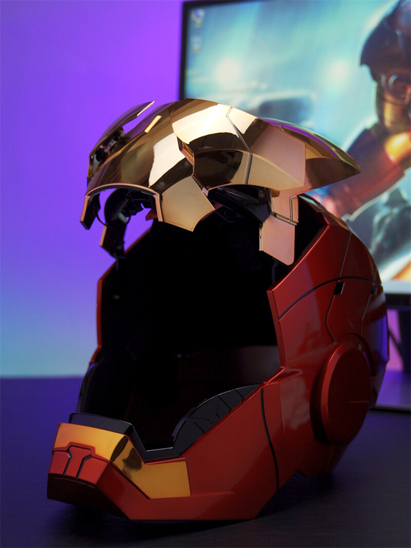 AUTOKING Iron Man MK5 Helmet Wearable Voice ABS Gold Mask 1:1 Cosplay ...