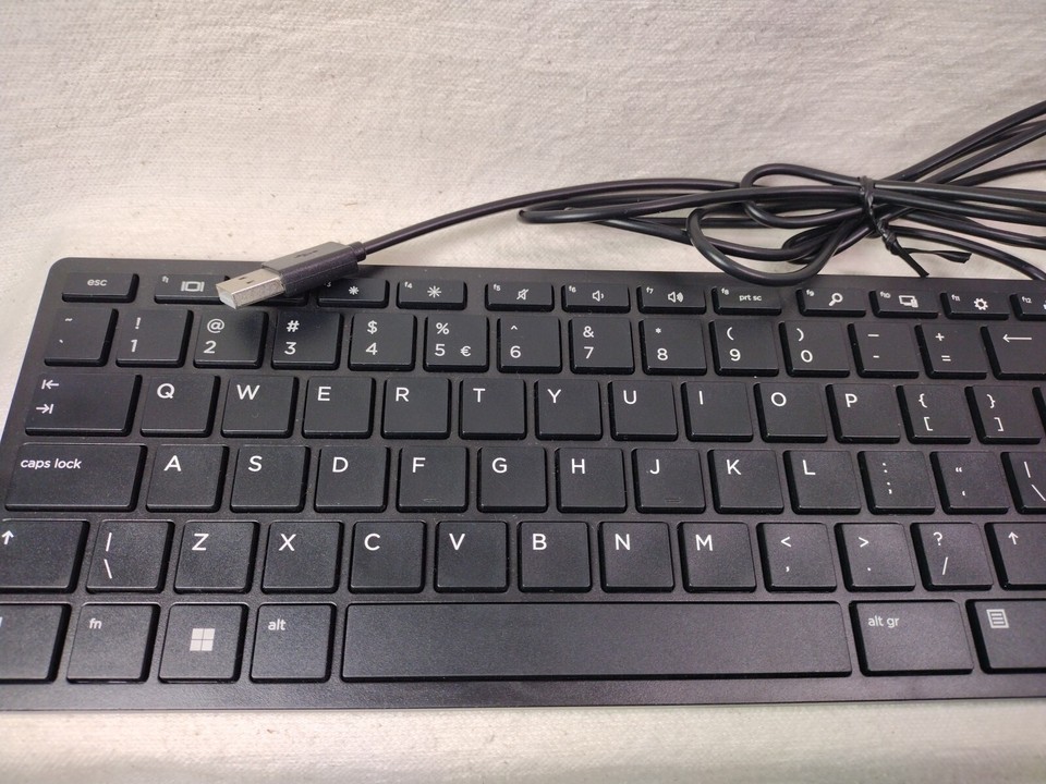 HP 320K USB Wired Keyboard L96909-L31 Black Slim 108 Keys Tested ...