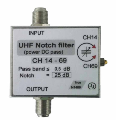 UHF tunable one channel stop filter 470 - 810MHz, UHF tunable Notch ...