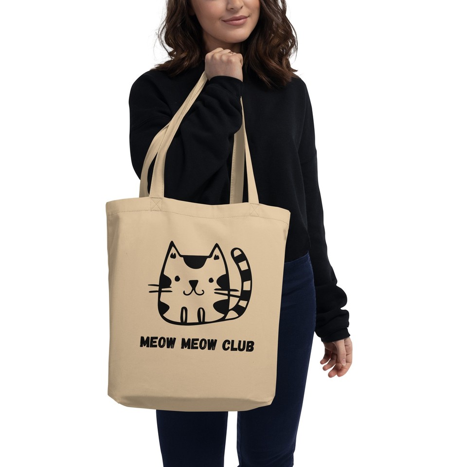 Meow Meow Club Doodle Cat Graphic Print Tote Bag Cute Cat Funny Cat Mom ...
