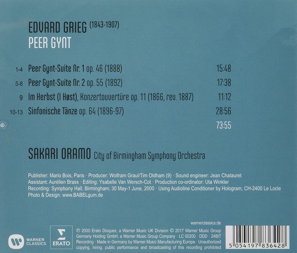 Edvard Grieg Peer Gynt (CD) 5054197836428| eBay