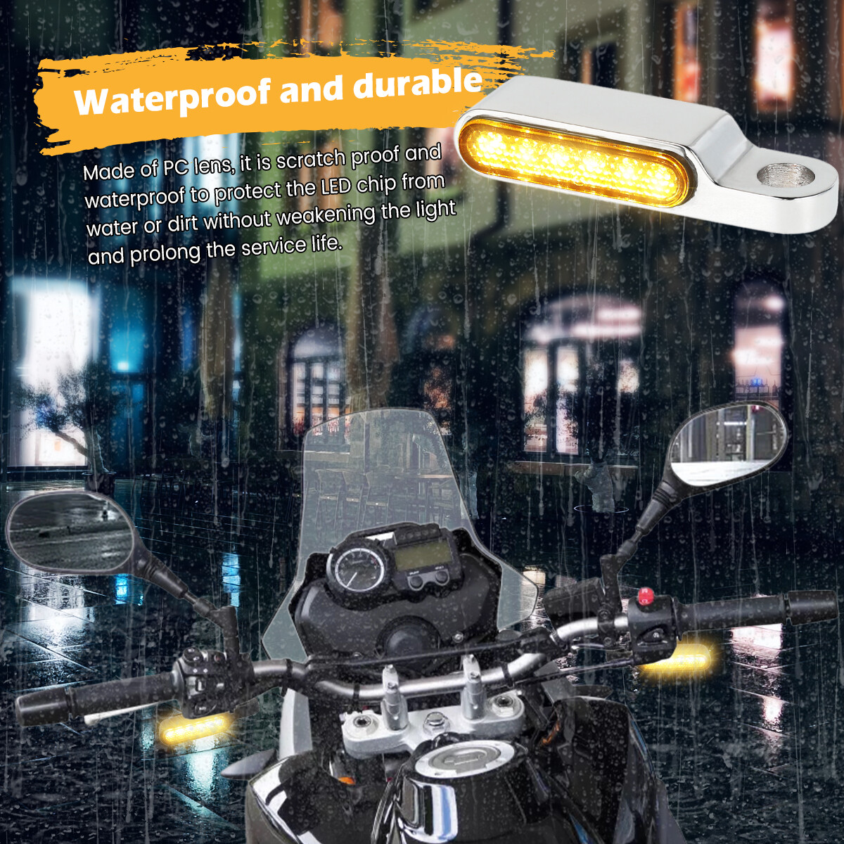 2pcs Handlebar LED Turn Signals Motorcycle Running Light Mini Blinkers ...