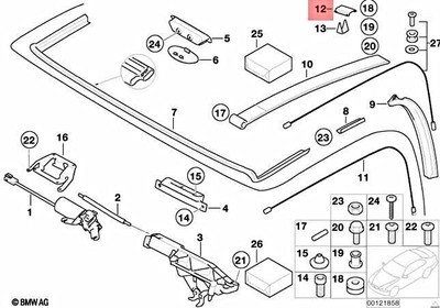 Genuine BMW E30 E36 E52 Z3 Rear Window Convertible Top Plate OEM ...