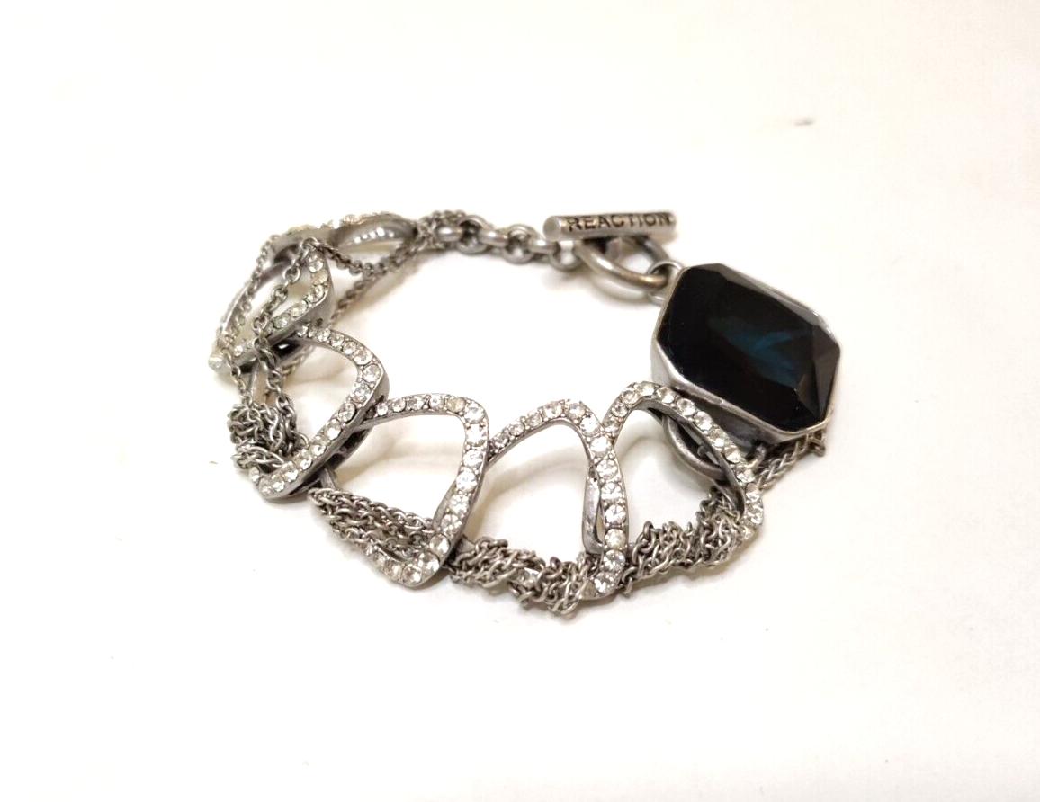 KENNETH COLE BRACELET TEAL CRYSTAL RHINESTONES SILVER TONE CHAIN | eBay