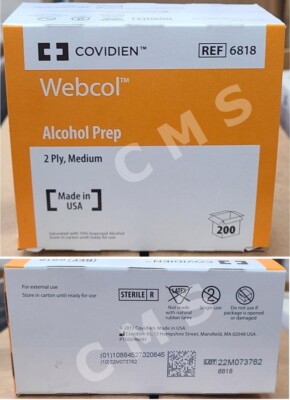Covidien Kendall WEBCOL Medium 2-Ply Sterile Alcohol Prep Pads 200/BX ...