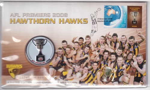 AUSTRALIAN PNC: 2008 AFL PREMIERS HAWTHORN HAWKS MEDALLION 08749 / ...